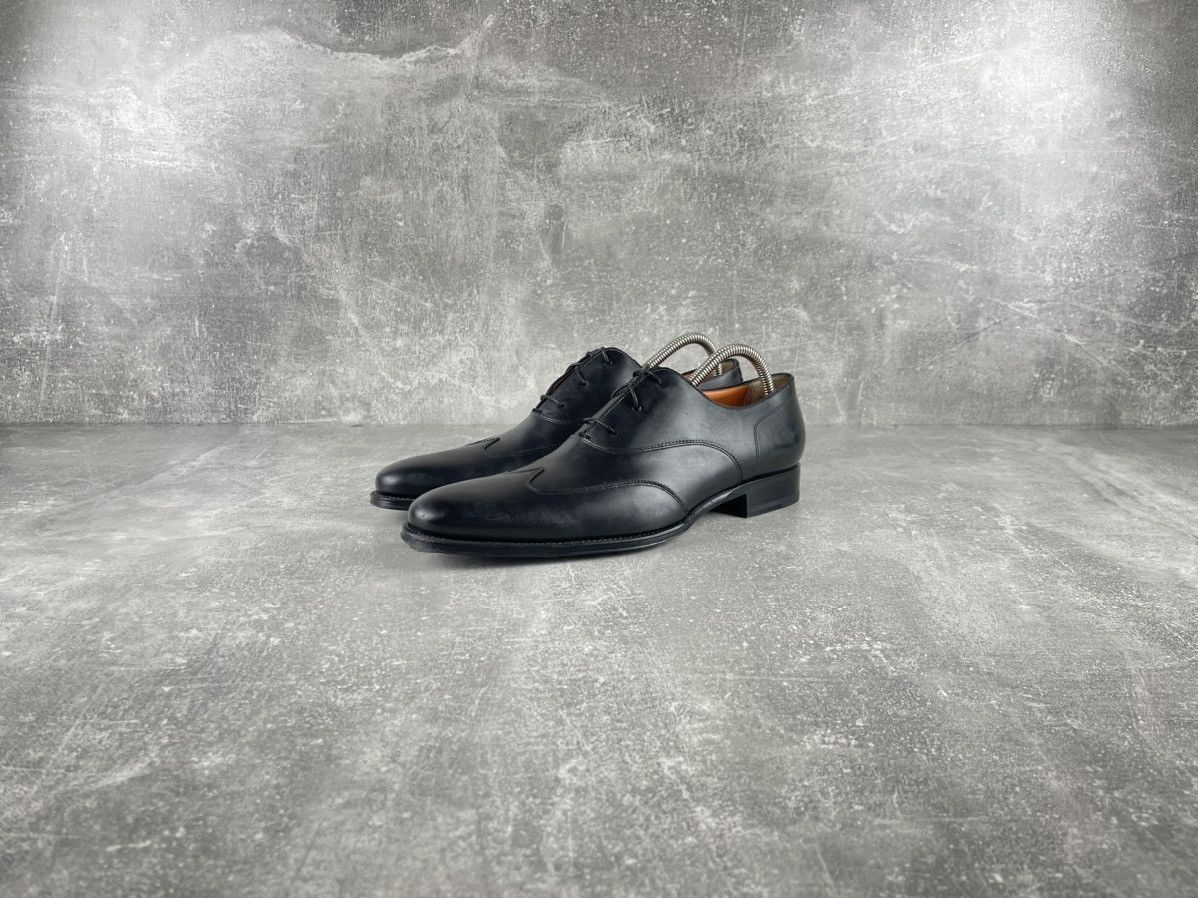 Avant Garde × Luxury × Santoni Santoni Black Leather Oxford Shoes Made ...