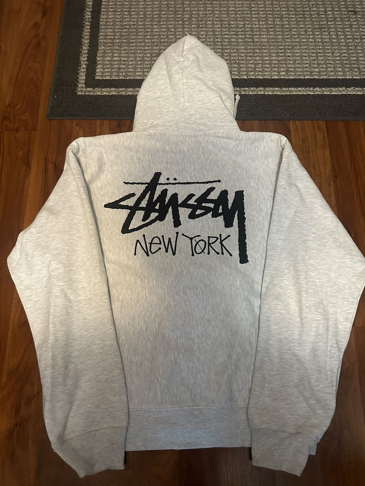 Streetwear × Stussy Grey Stussy New York Zip Up Hoodie | Grailed