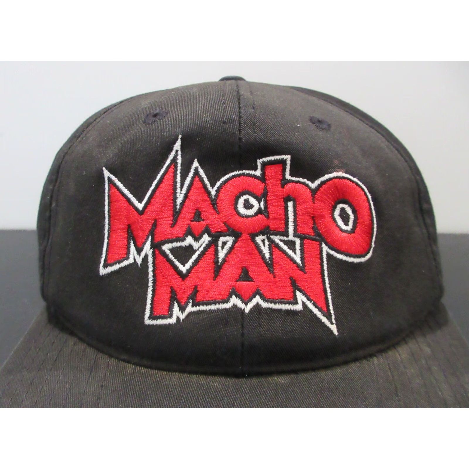 Vintage VINTAGE Macho Man Hat Cap Snap Back Black Red Wrestling NWO WWF ...