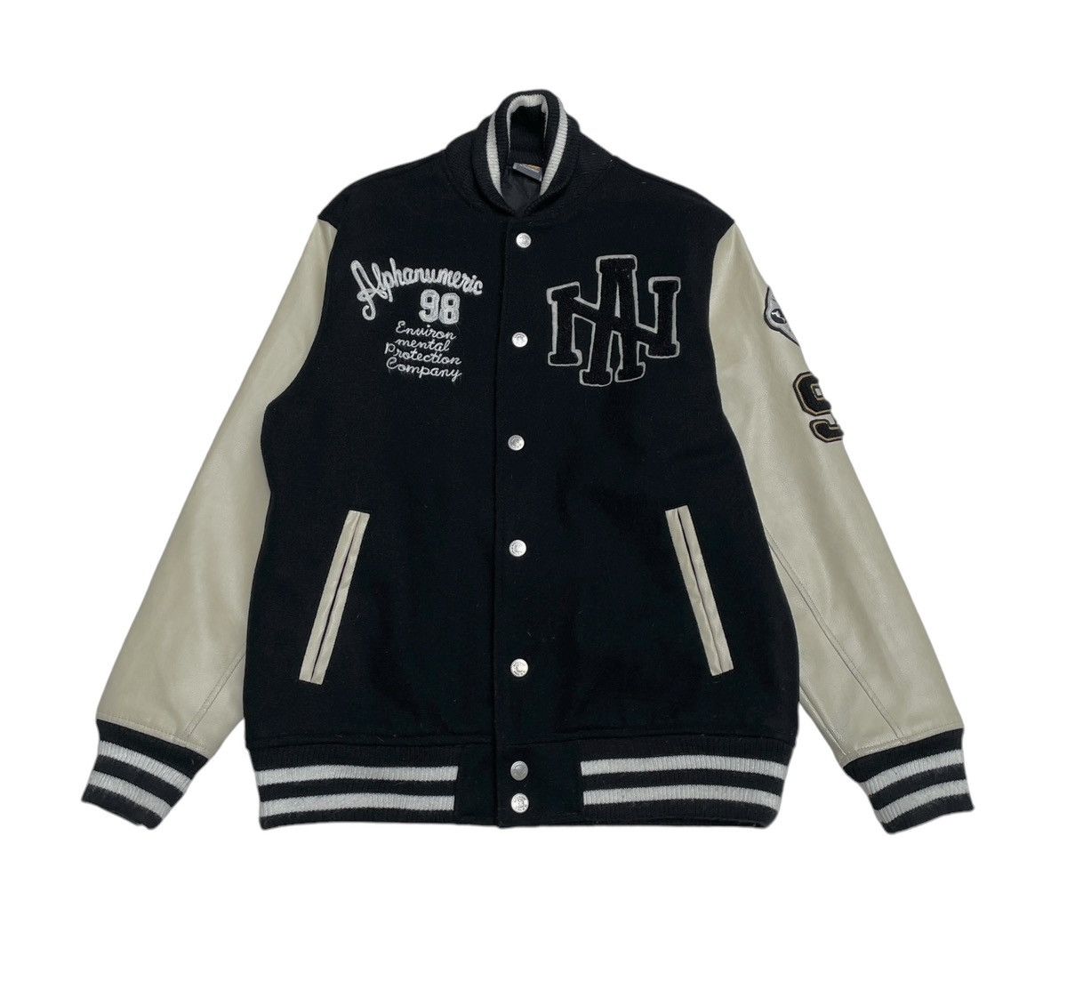 Alphanumeric Rare Vintage Brand Alphanumeric Leather Varsity Jacket ...