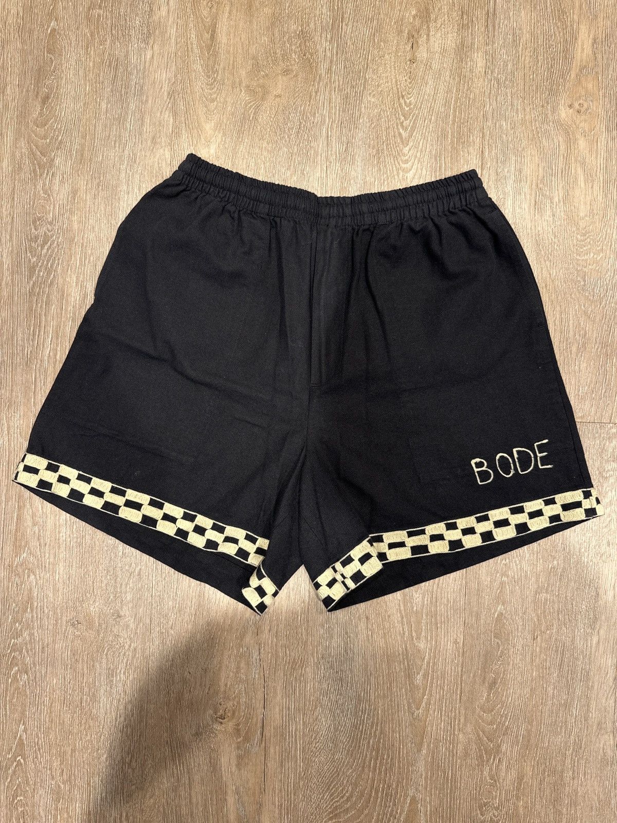 Bode BODE Black Cotton Checkered Shorts | Grailed