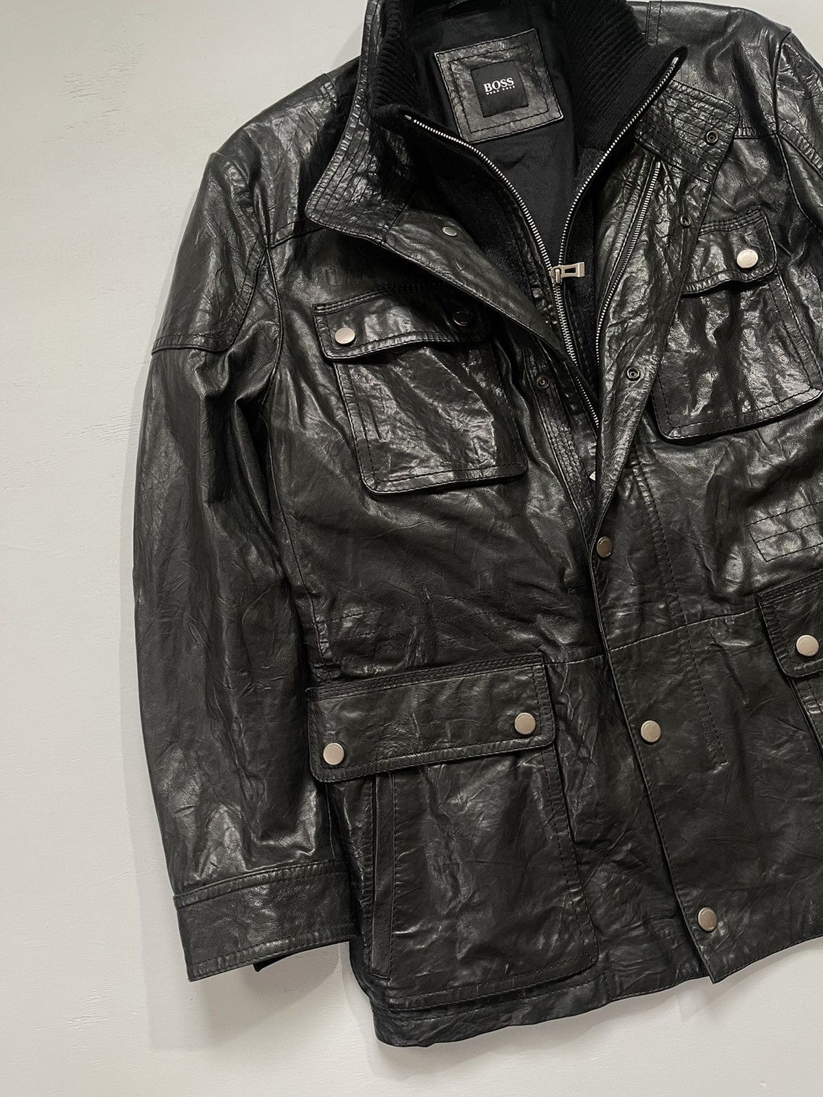 Hugo Boss Rare Hugo Boss Lamb Leather Double Layer Cargo Jacket | Grailed