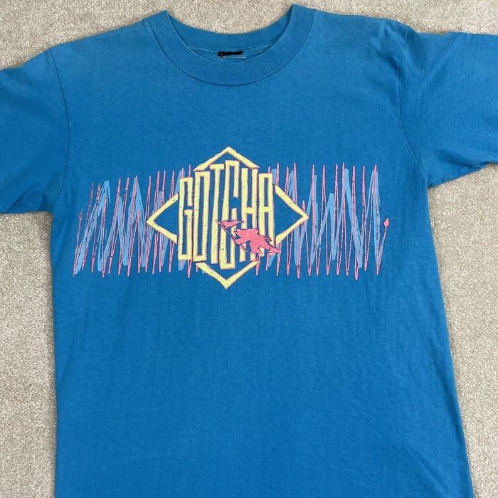 Gotcha Vintage 90s GOTCHA 2 Sided Single Stitch Surf T Shirt Skate Blue ...
