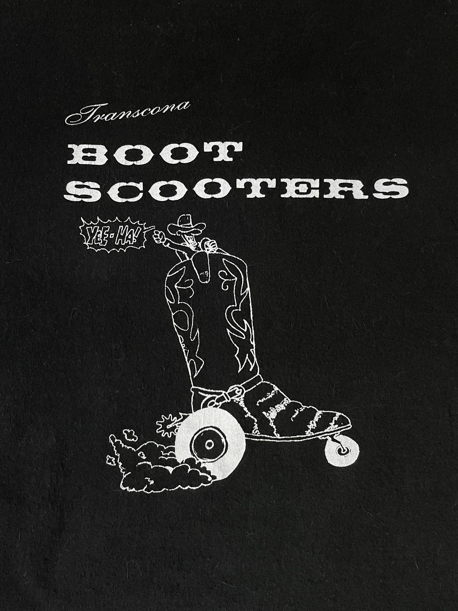 Fruit Of The Loom × Made In Canada × Vintage 90s Single Stitch 'Boot Scooters' Cowboy Cropped T ...