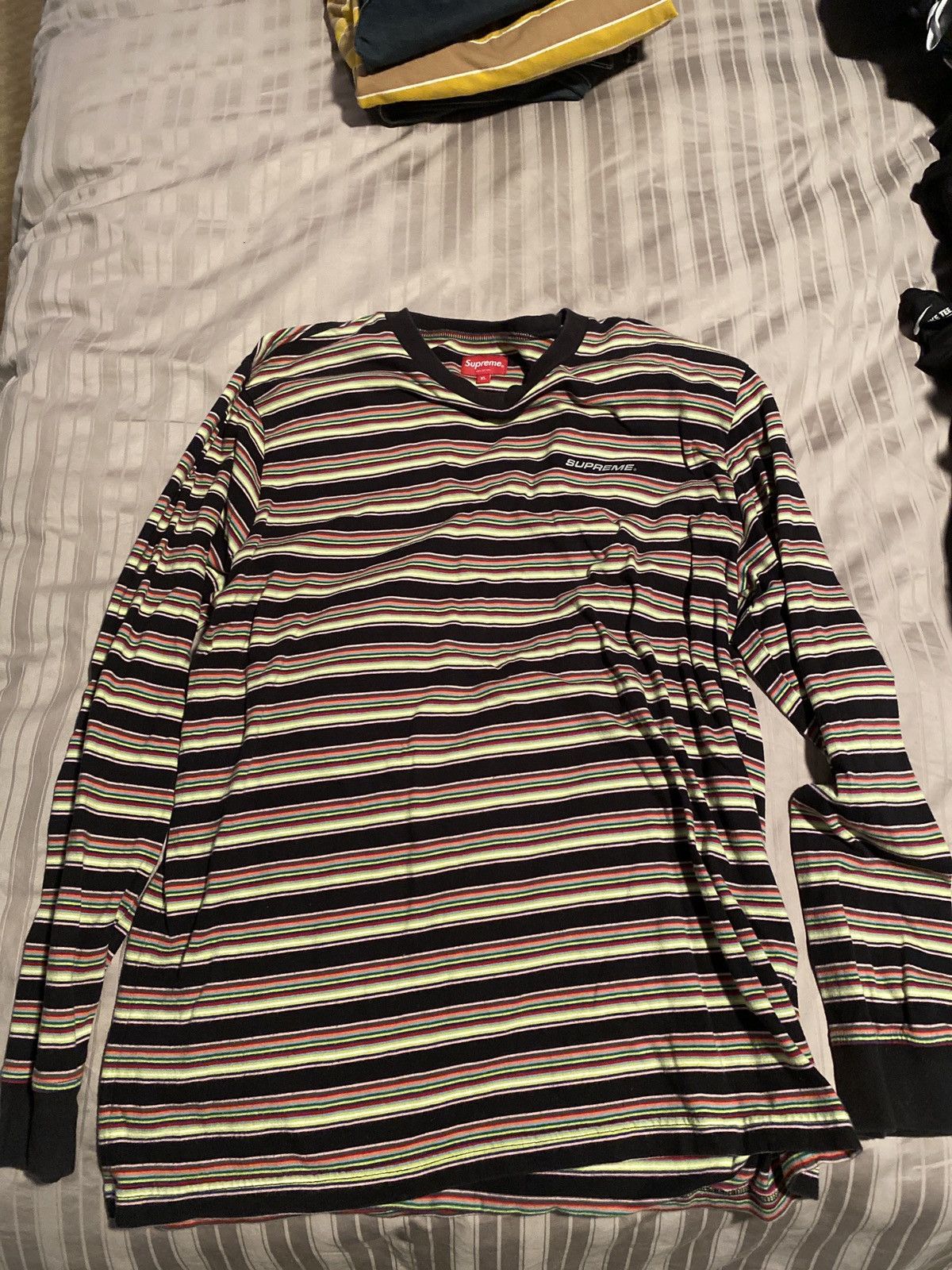 Supreme Rainbow line with reflective supreme logo long sleeve | Grailed