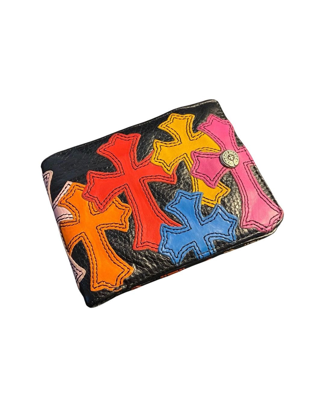 Chrome Hearts Multi color cross patch bifold wallet | Grailed