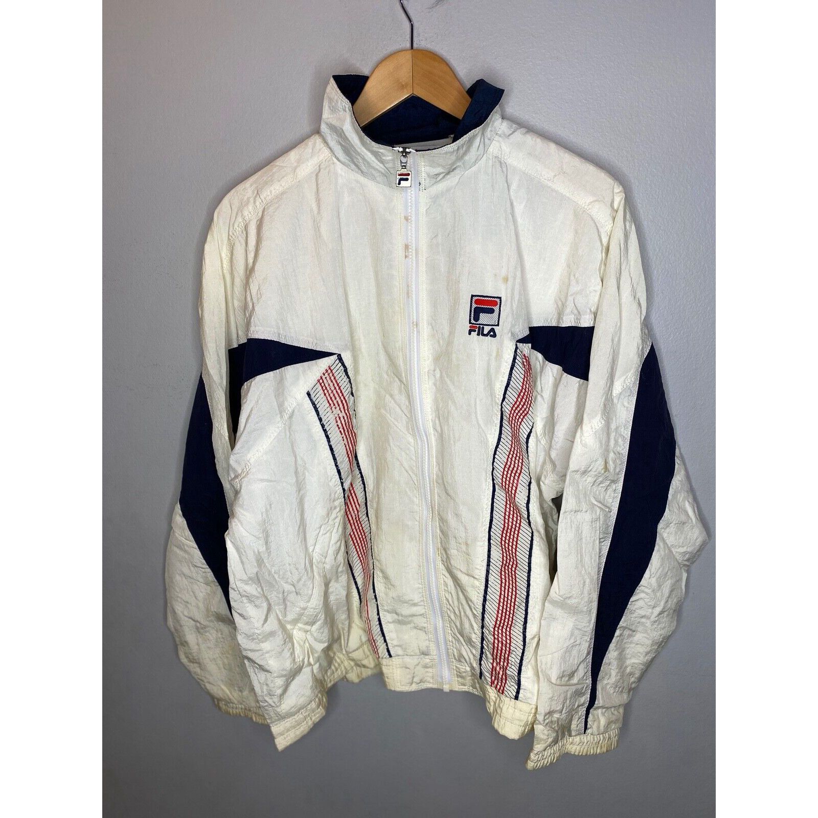 Fila 90's Vintage Fila Logo Full Zip Windbreaker Jacket Men's Size M White | Grailed