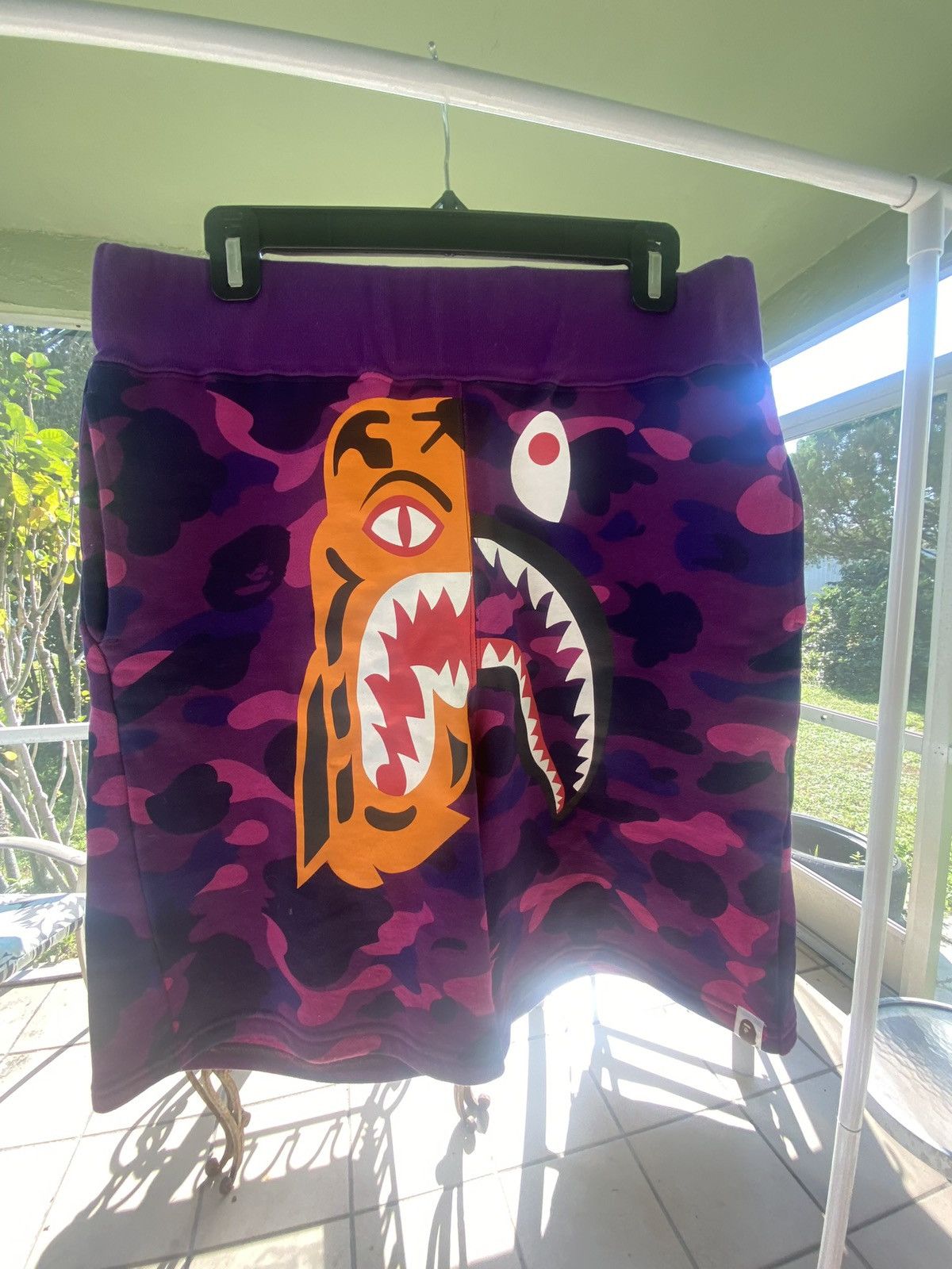 Bape Bape tiger/shark camo shorts | Grailed