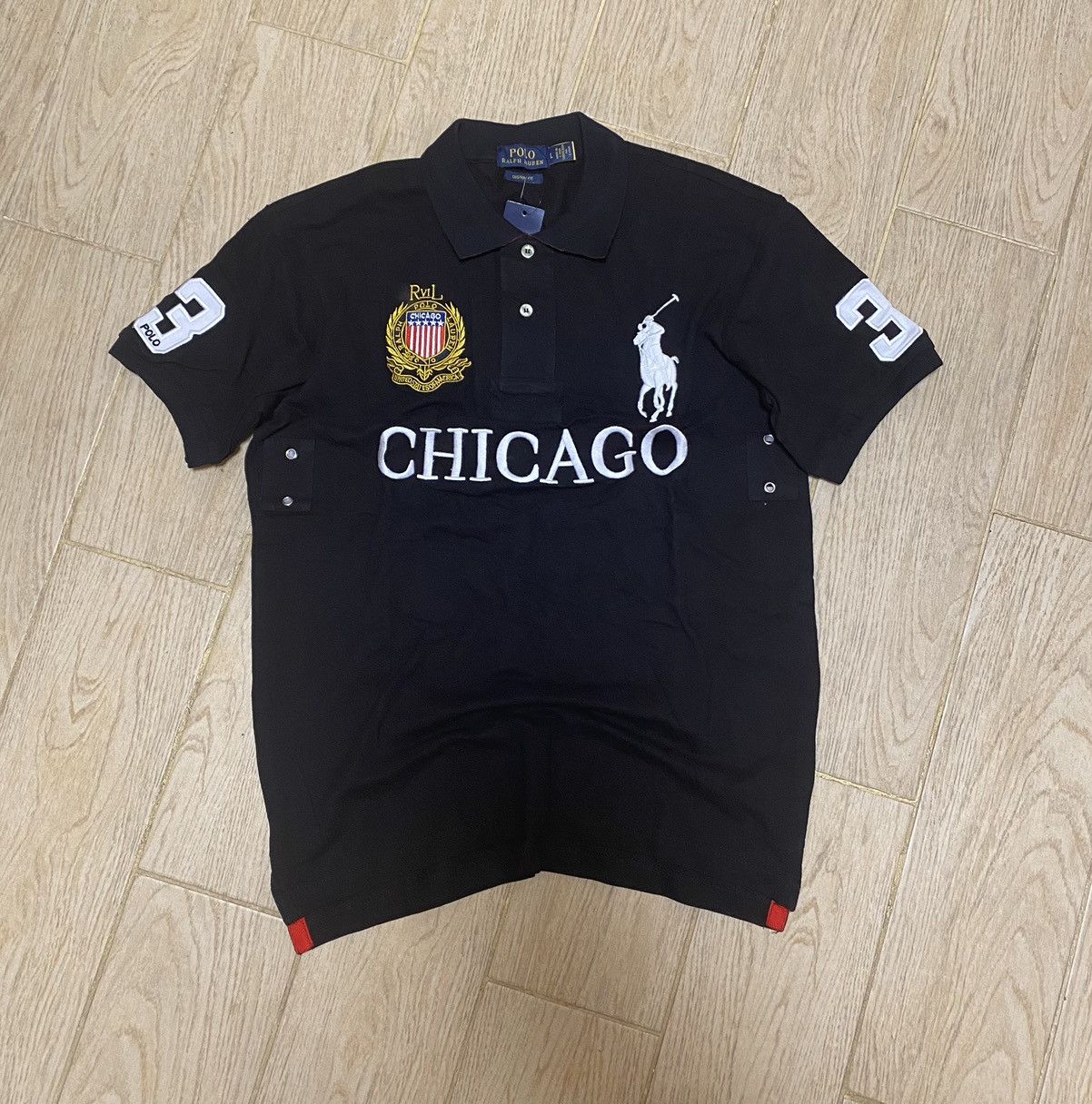 Polo Ralph Lauren Polo Ralph Lauren Chicago black big logo size L | Grailed