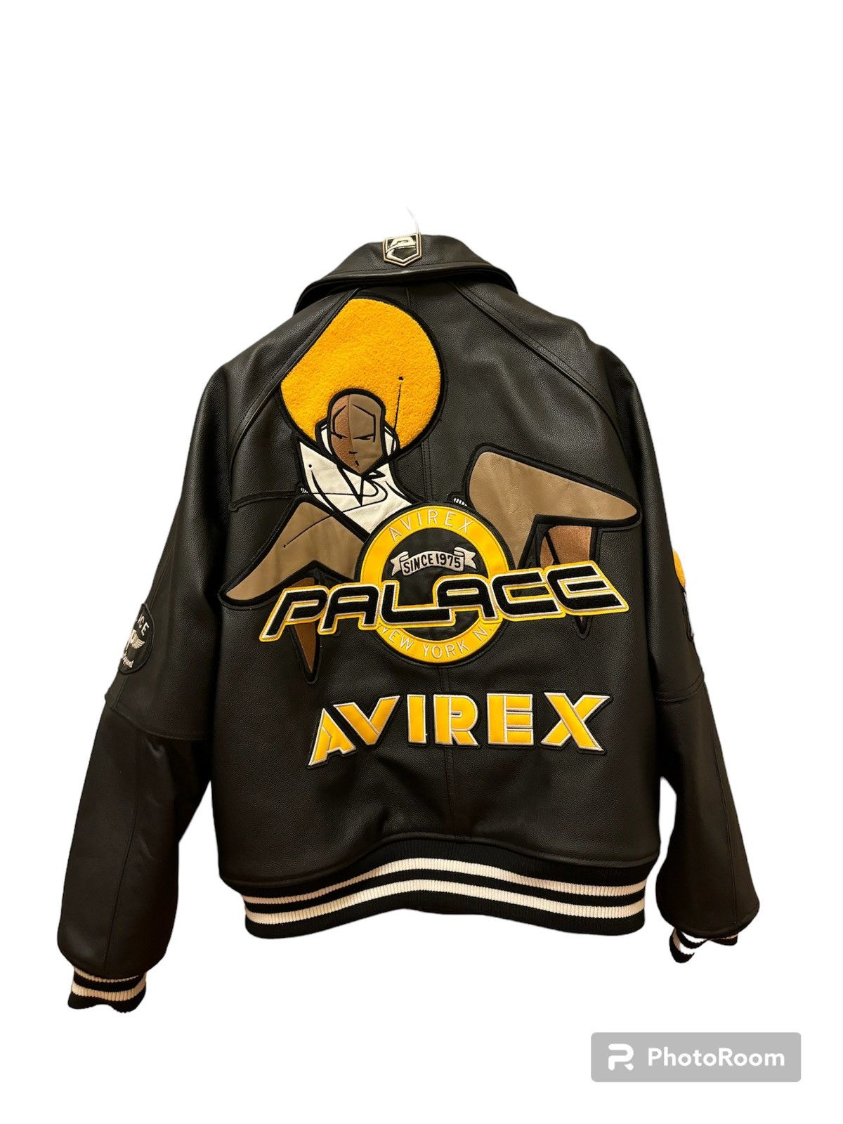 Palace PALACE x AVIREX leather varsity jacket | Grailed