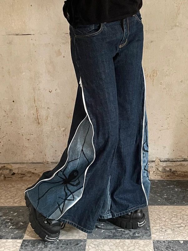 Japanese Brand × Streetwear × Vintage Pantalon jeans blue baggy spider ...