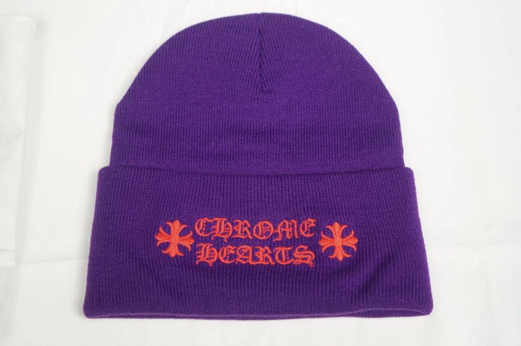 Chrome Hearts Chrome Hearts Purple and Red Cross Beanie | Grailed