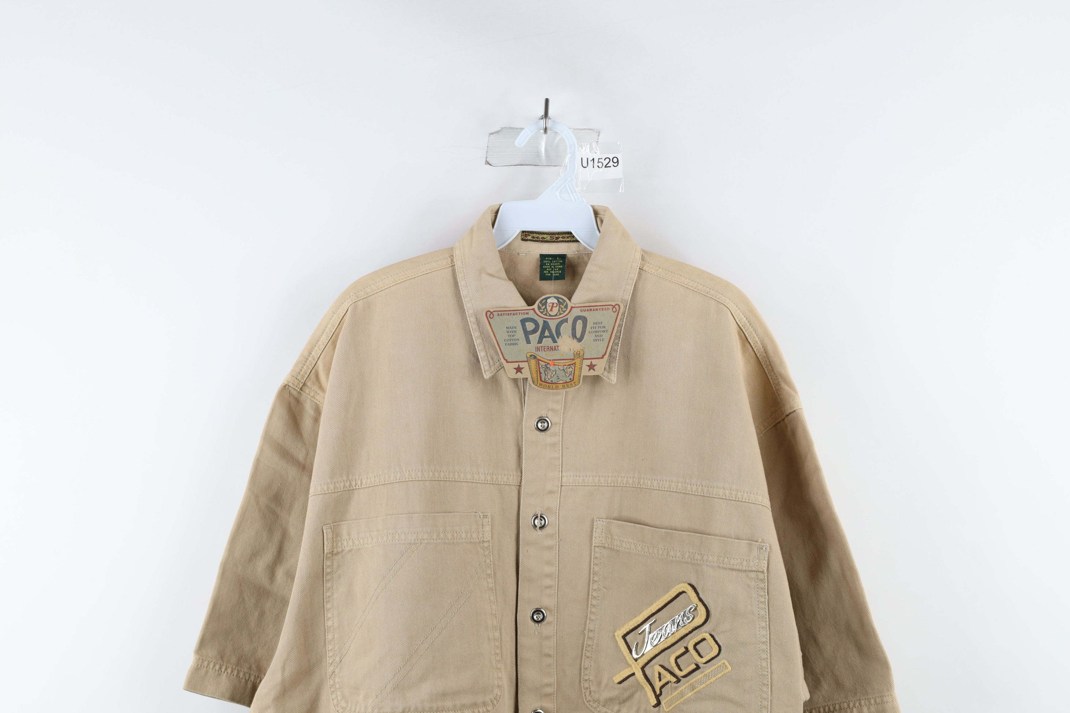 Vintage NOS Vintage 90s Paco Jeans Fit Denim Jean Button Shirt Beige ...