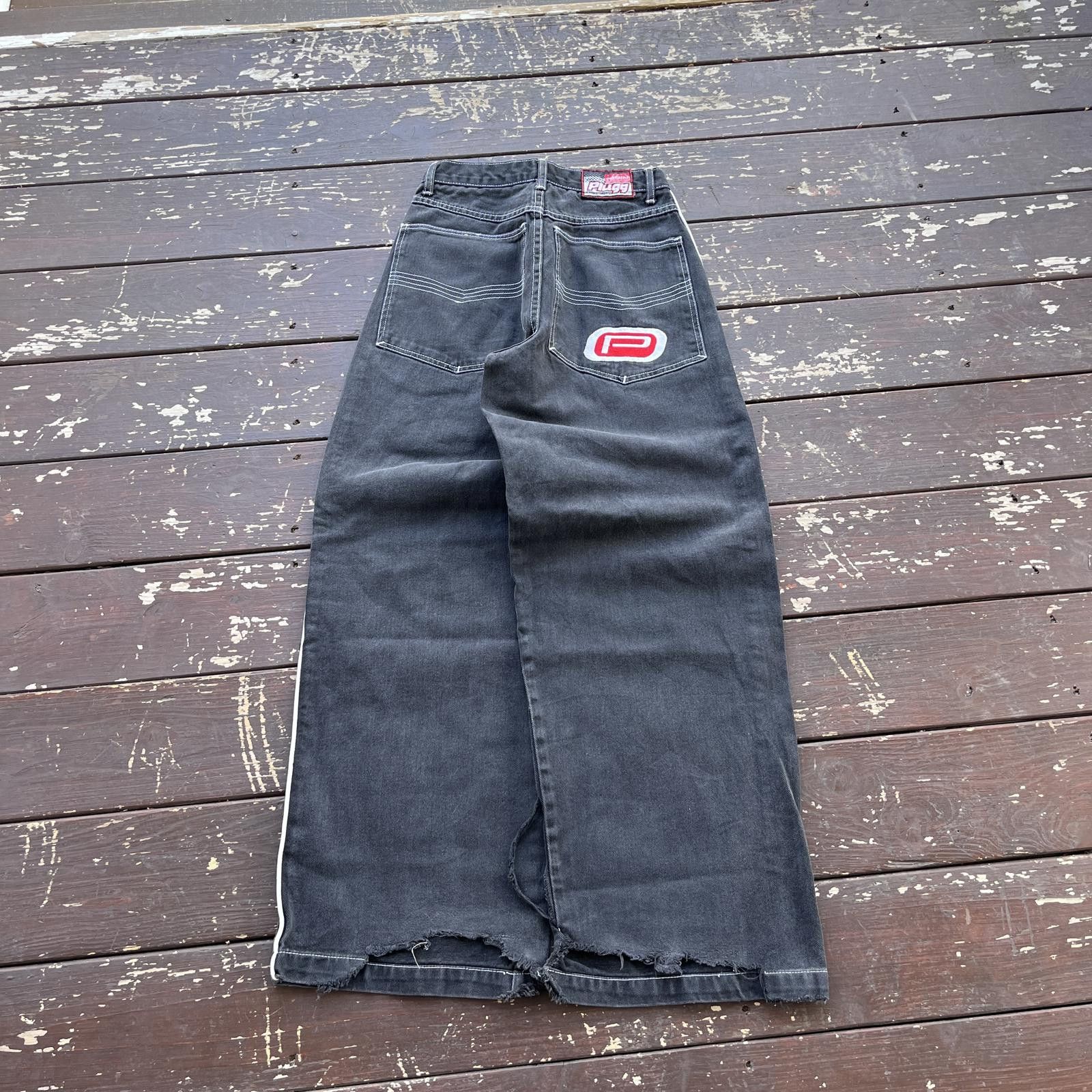 Jnco (26x30) Vintage 90's JNCO Style Plugg Stripe Wide-Leg Jeans | Grailed