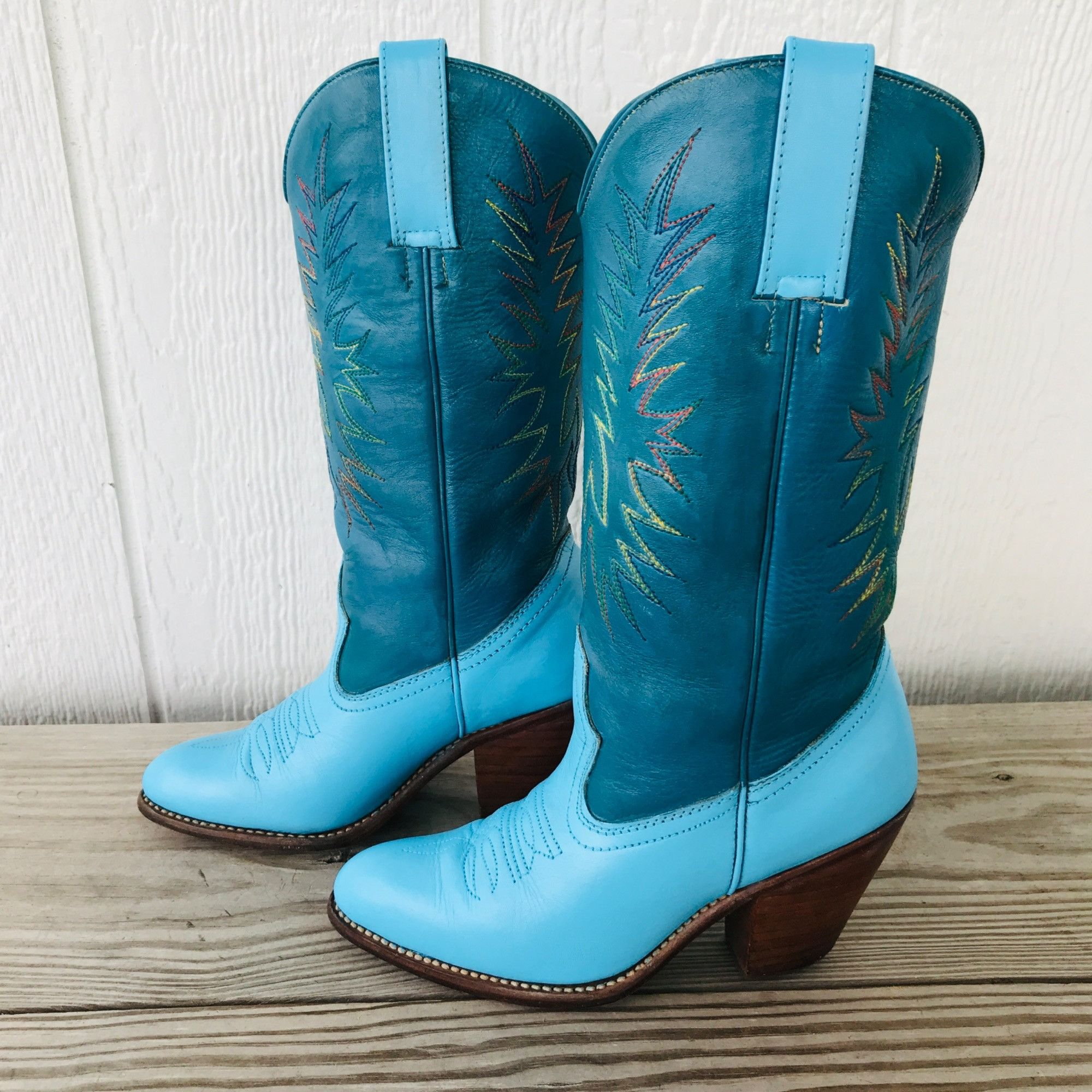 Other Vintage Kane Hand Painted Stack Heel Womens Western Boot 6 M ...