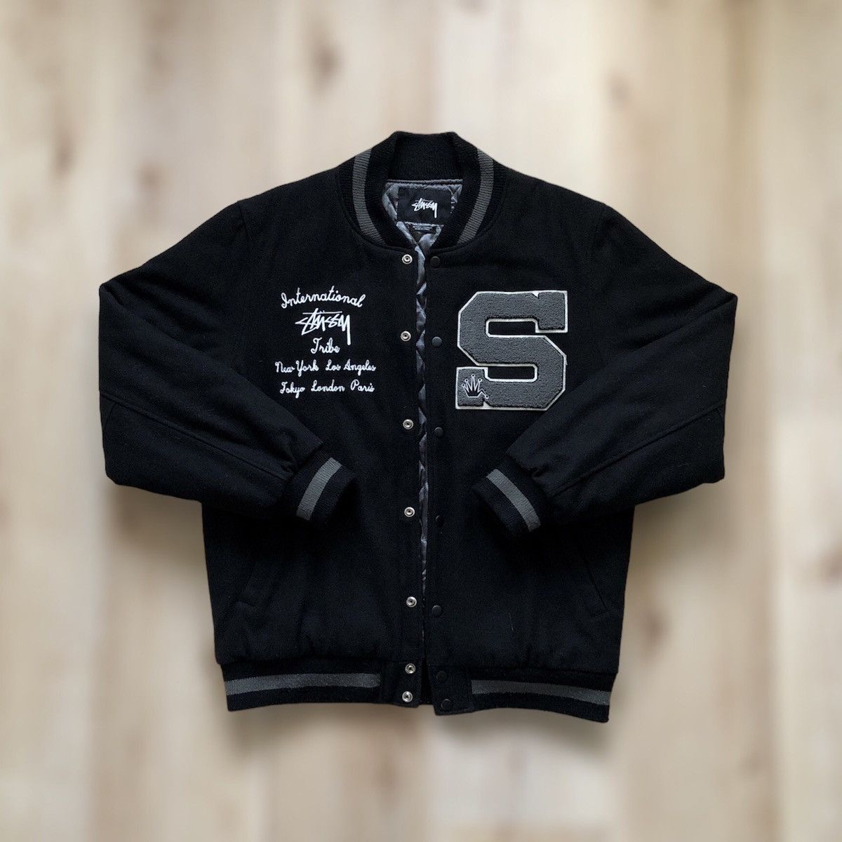 Streetwear × Stussy × Varsity Jacket Stüssy Varsity Wool Bomber Jacket ...