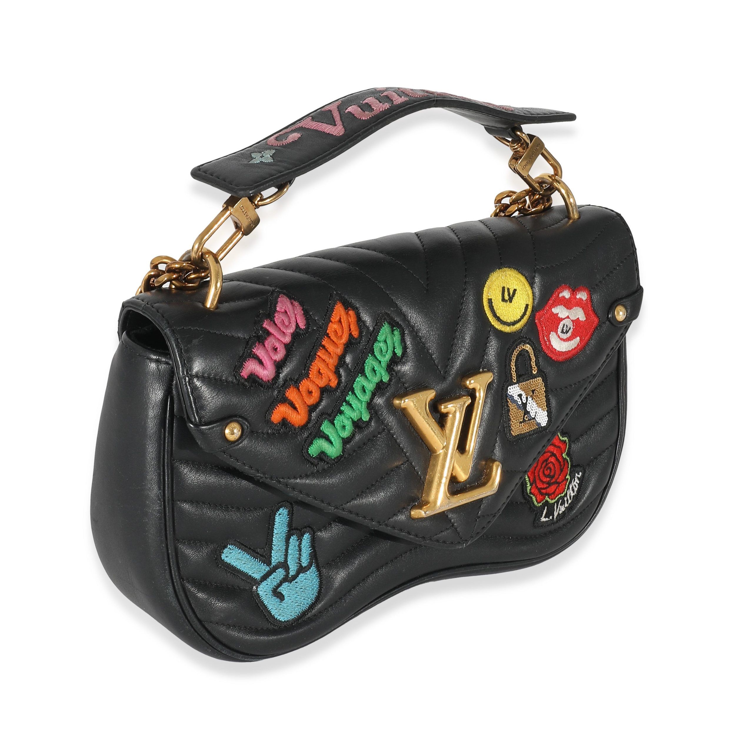 Louis Vuitton Louis Vuitton Black Calfskin Patches New Wave Chain MM ...