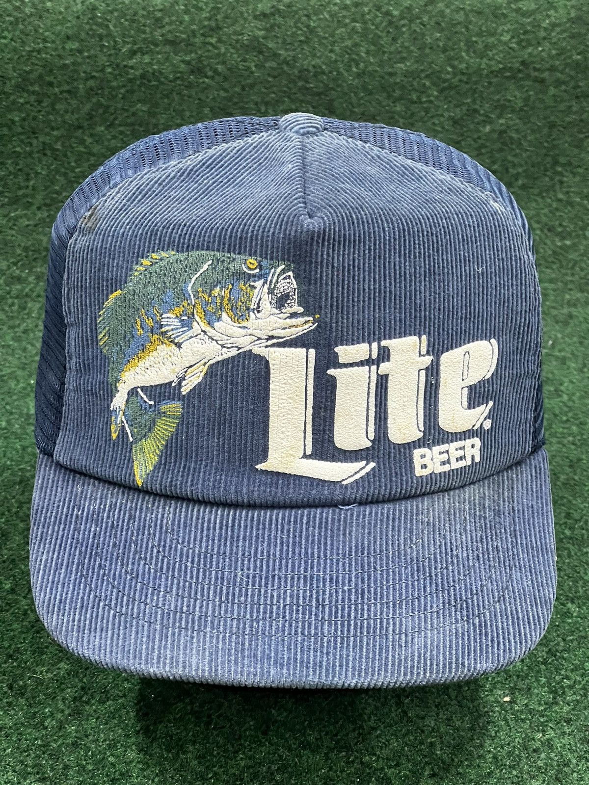 Vintage 80s Miller Lite Beer Bass Corduroy Trucker Hat | Grailed