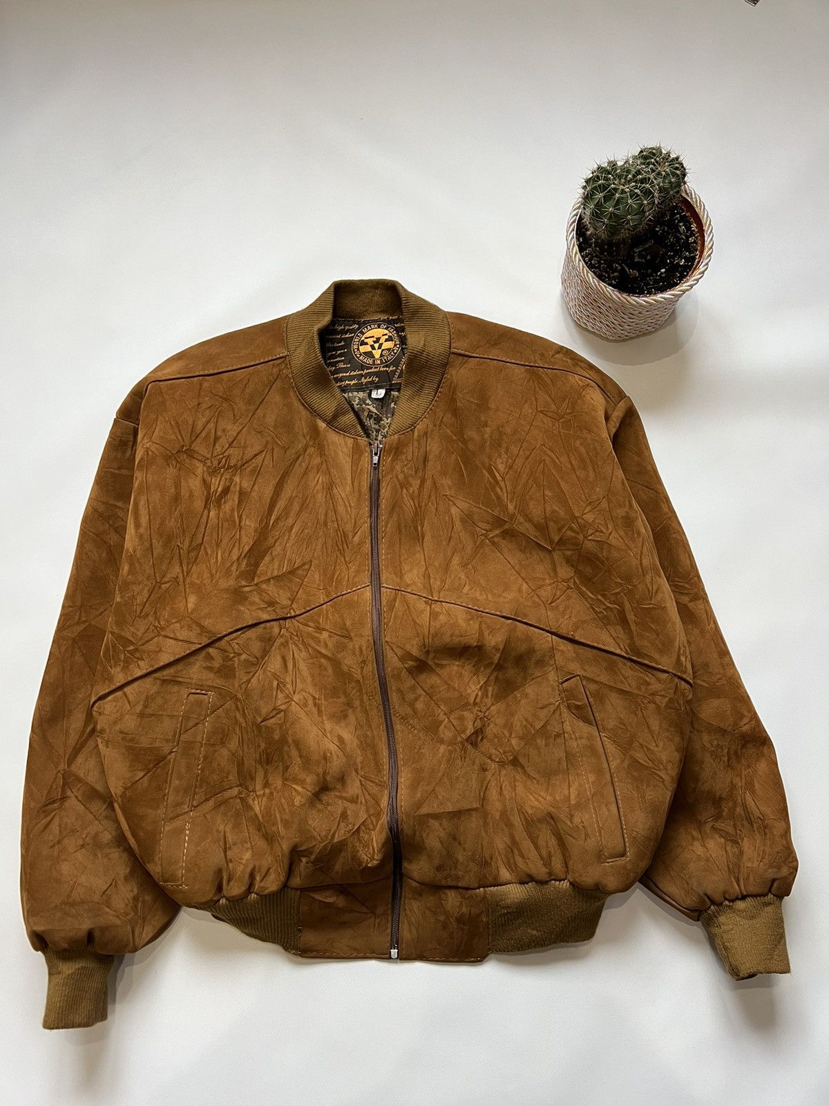 Leather Jacket × Vintage Vintage 90’s Leather Bomber Jacket Made In ...