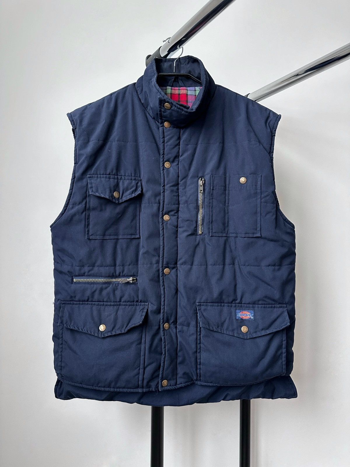 Dickies × Streetwear × Vintage Vintage 90s Dickies Logo Multipocket Navy Gilet Vest Grailed