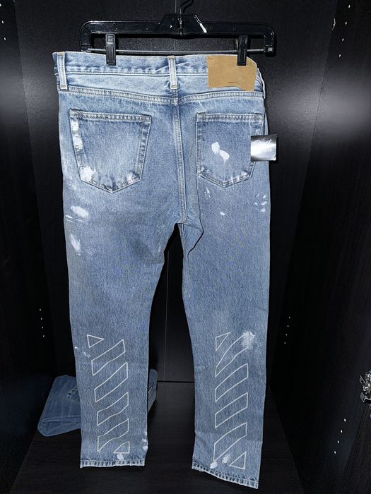 Off-White Off white diag outline paint slim jean | Grailed