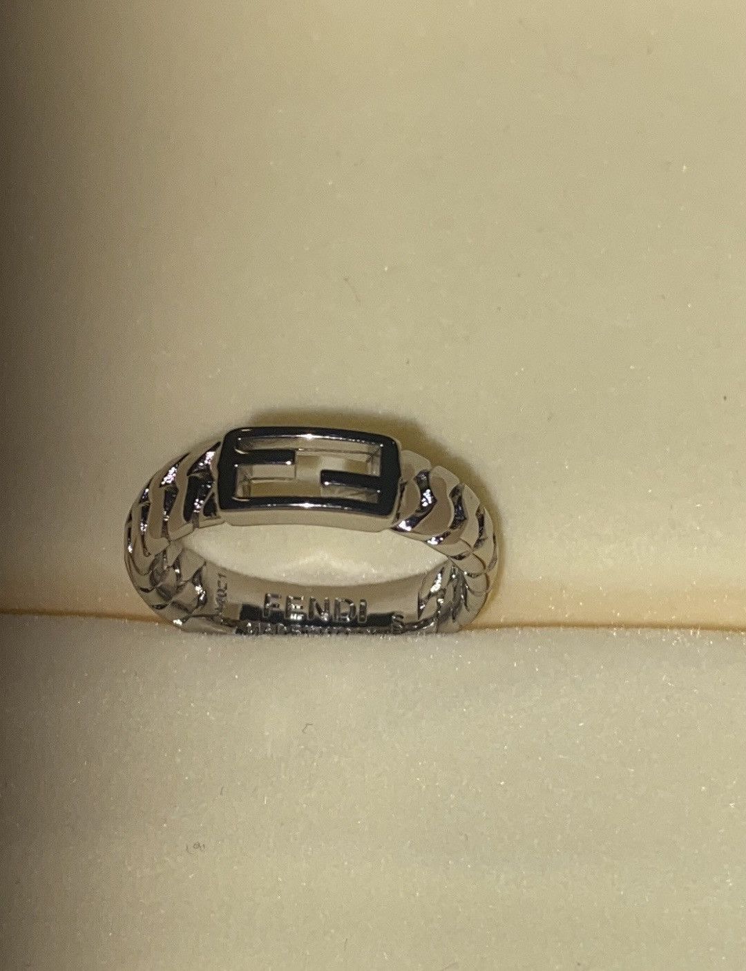 Fendi Fendi Baguette Metal Palladio Silver Ring size S | Grailed