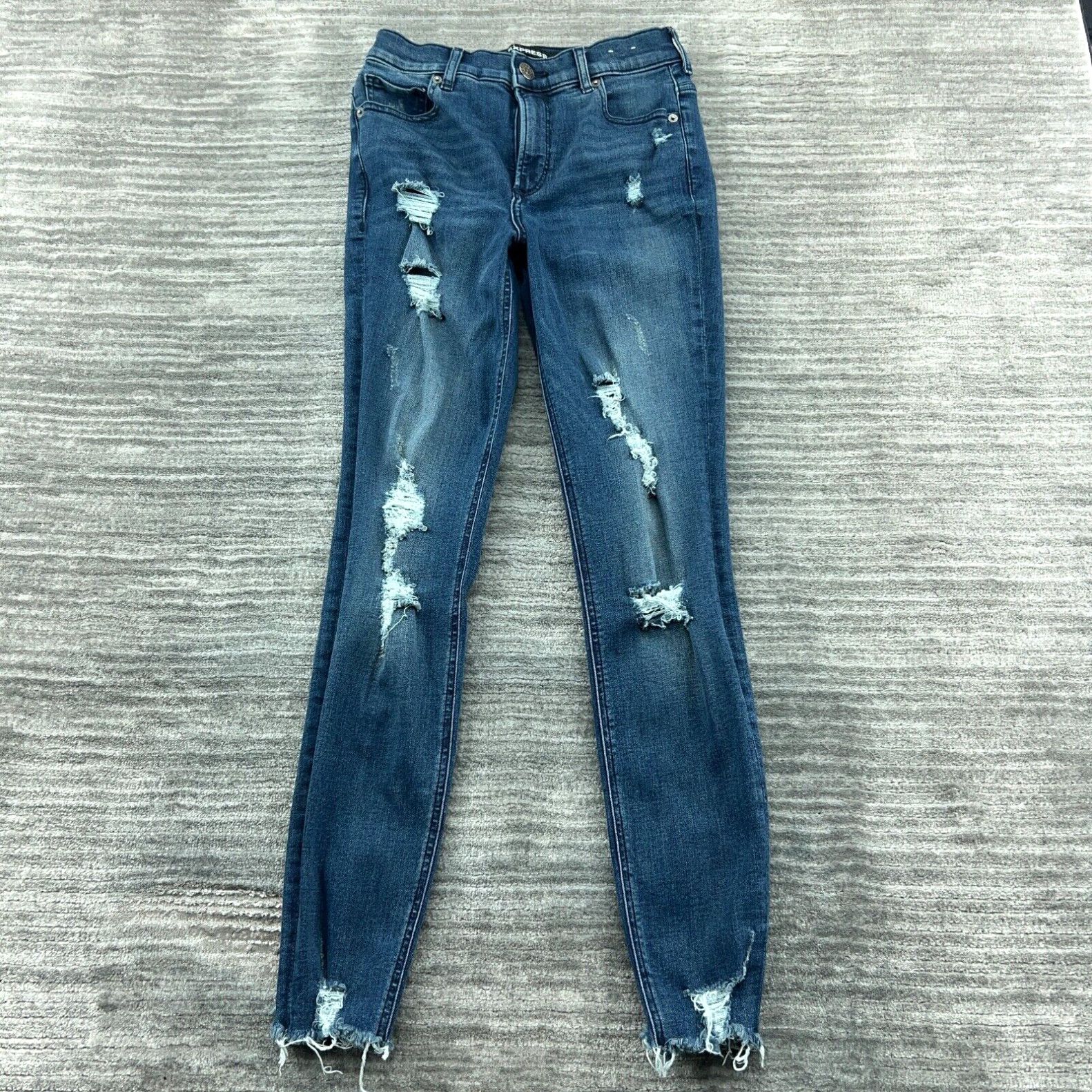 Express Express Jeans 2R Women Ankle High Rise Stretch Medium Wash Blue ...