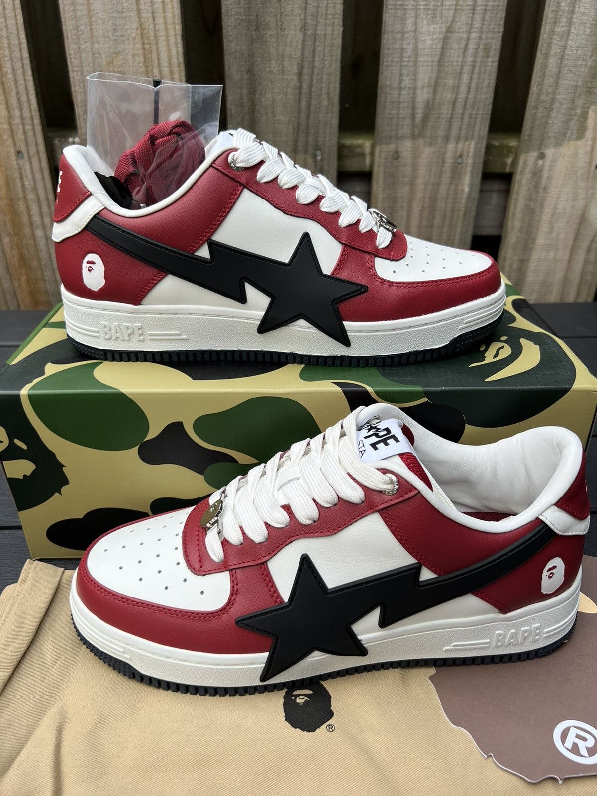 Bape Bape Bapesta OS #2 Burgundy Black White NEW | Grailed