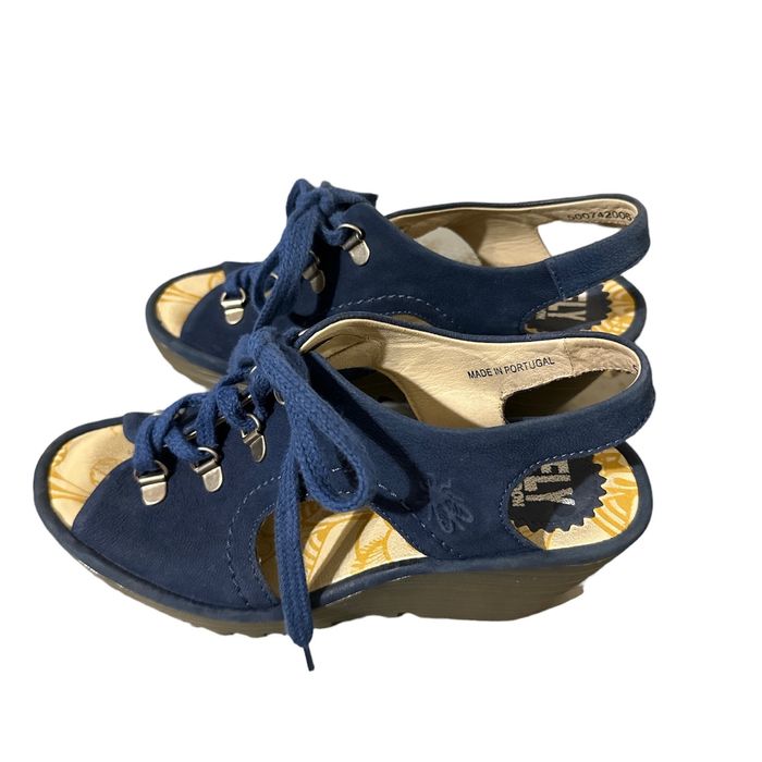 Fly London FLY London Women’s Suede Navy Wedge Sandals Sz 5 | Grailed
