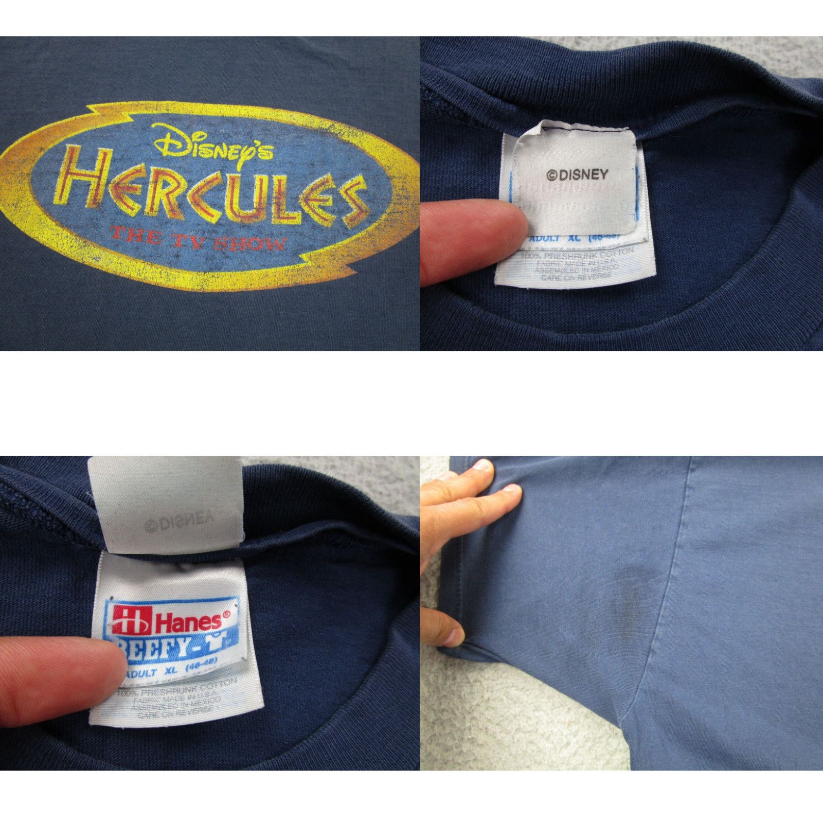 Hanes VINTAGE Hercules Shirt Mens XL Blue Disney Channel 90s 1990s TV ...