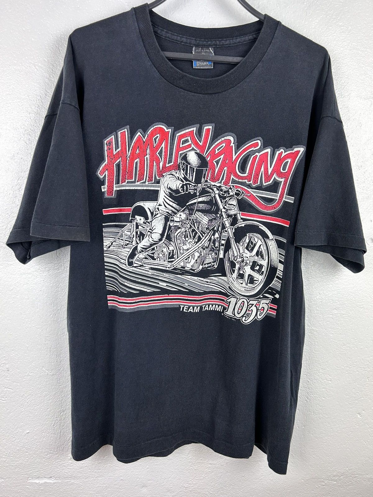 Vintage 90s Vintage Harley Racing Perkele MC Art Single Stitch Tee ...