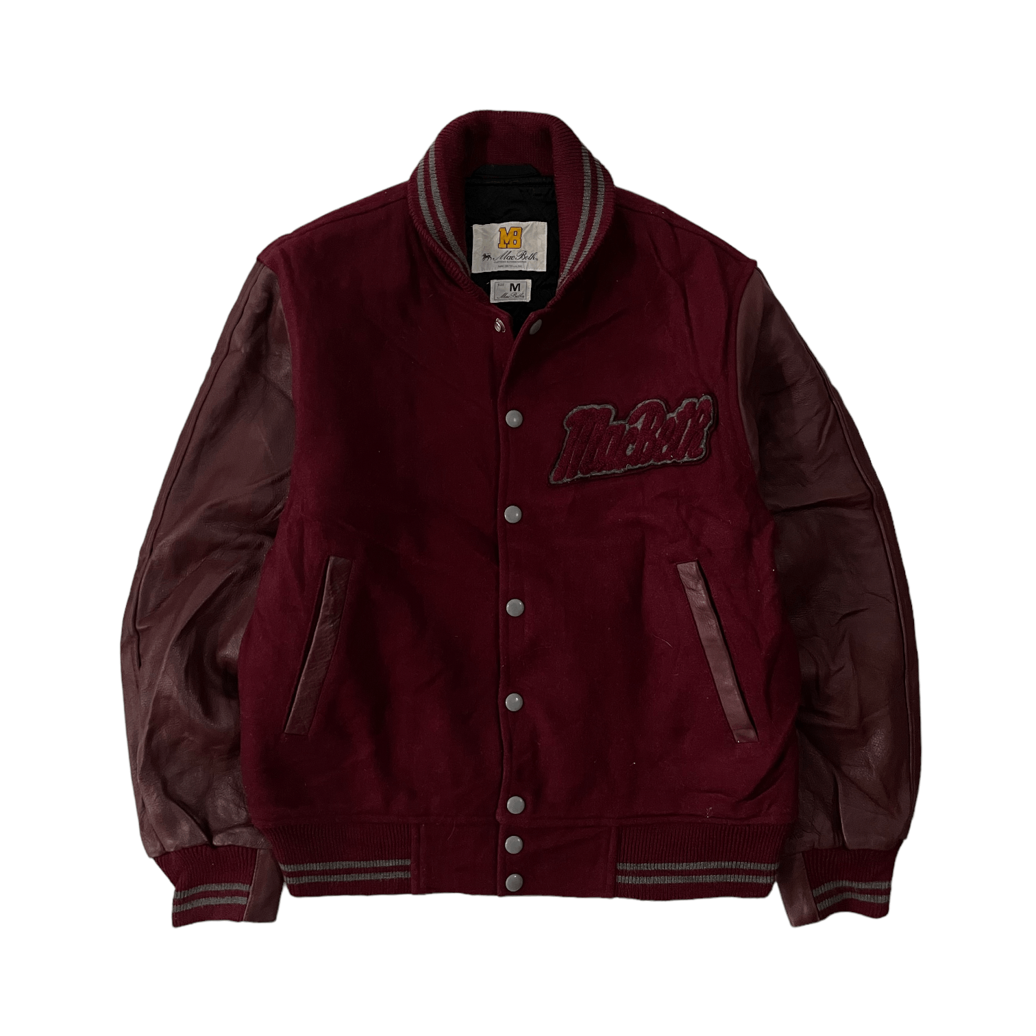Leather Jacket × Macbeth × Varsity Jacket Vintage Macbeth Wool Leather ...