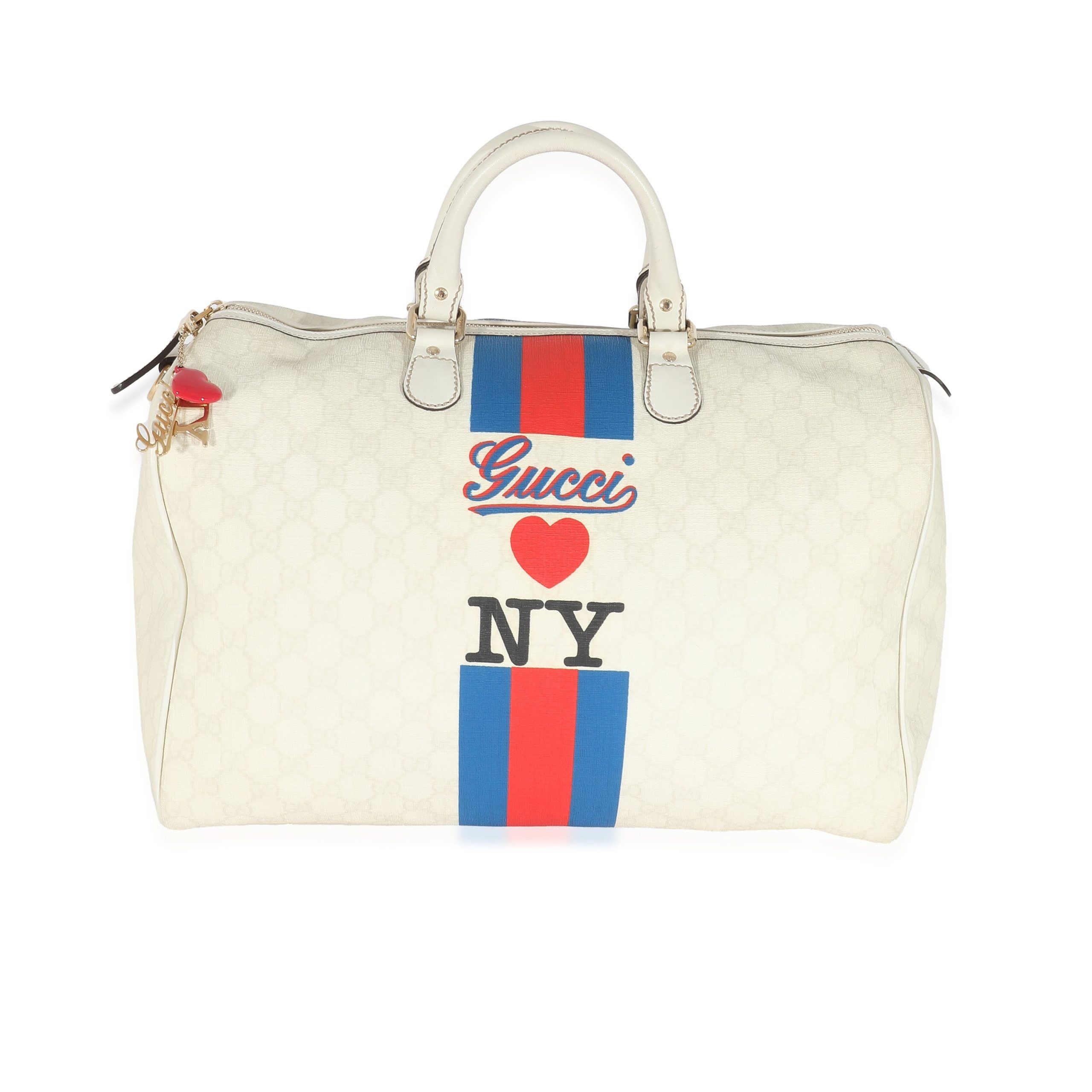 Gucci Gucci White GG Plus Monogram Gucci Loves New York Large Joy ...