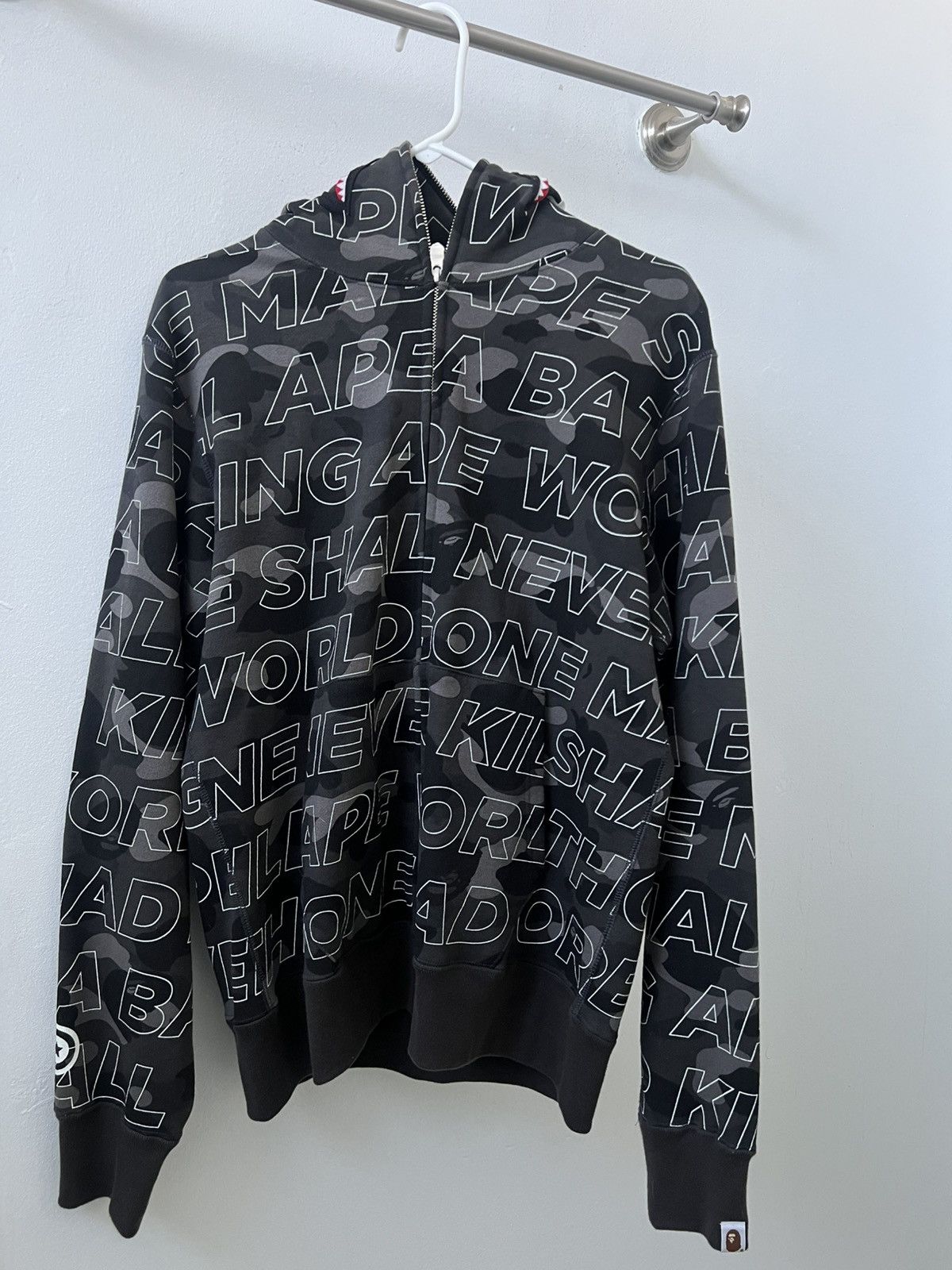 Bape Text Color Camo Shark Full Zip Hoodie | Grailed