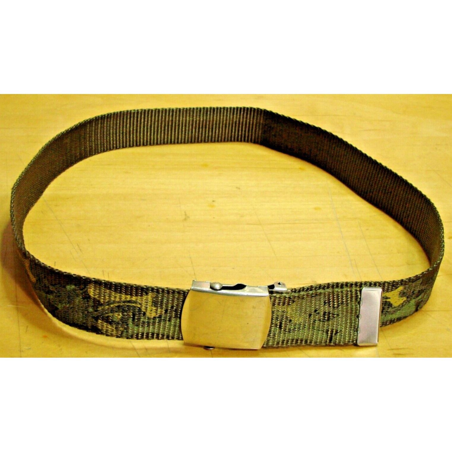 Vintage Mens Woven Nylon Belt Size 32 Slide Buckle Camo Green Milita ...