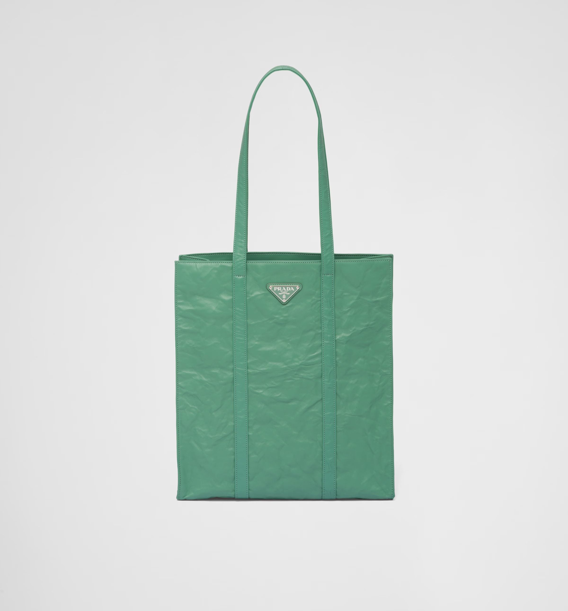 Prada PRADA sage green wrinkled effect antique nappa leather tote | Grailed