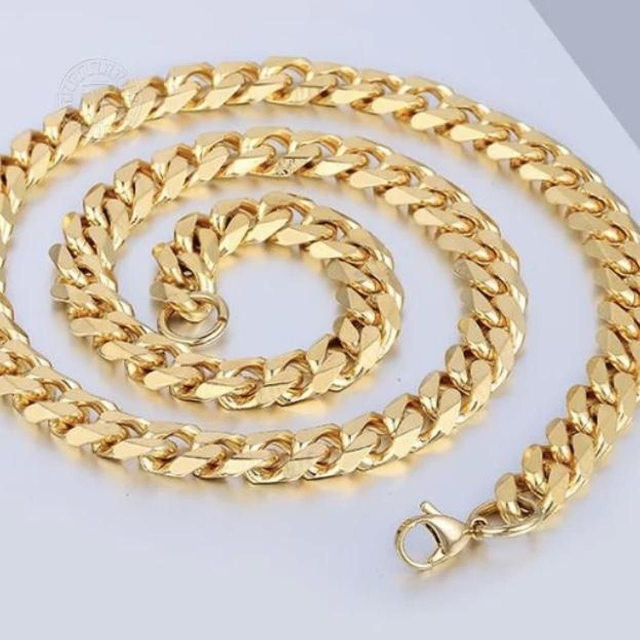 Streetwear × Vintage Gold Tone 7mm Flat Cuban Link Chain 26” Long ...