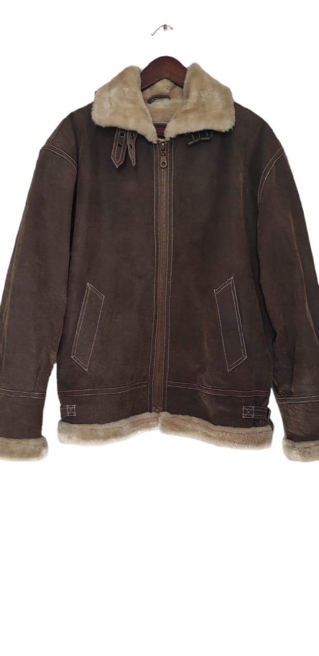 Leather Jacket Mangoon Aviator Real Leather Bomber Jacket Size L | Grailed