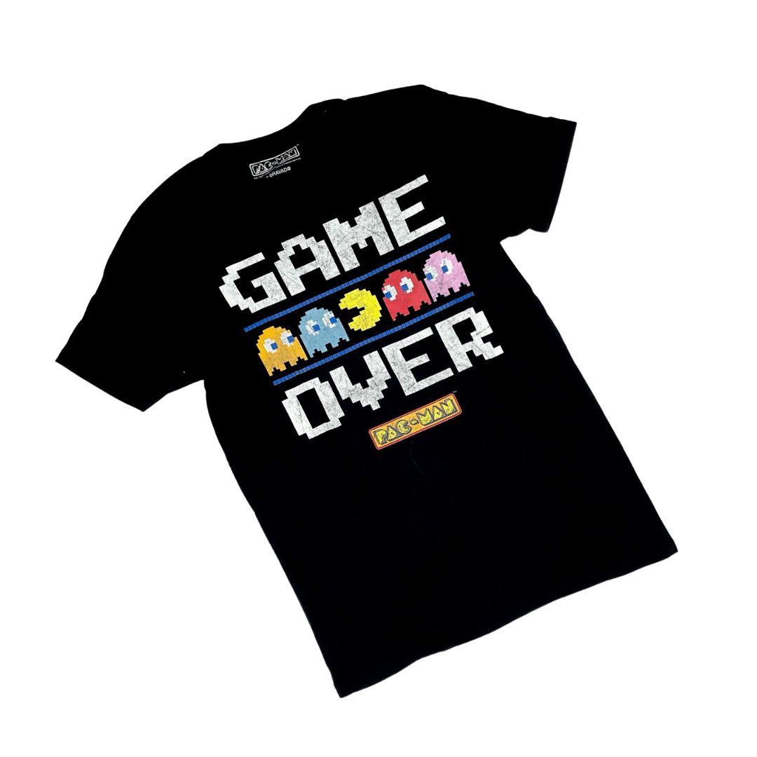 Vintage CRAZY Pac-man „Game-Over” T-shirt black big print 90s 80s | Grailed