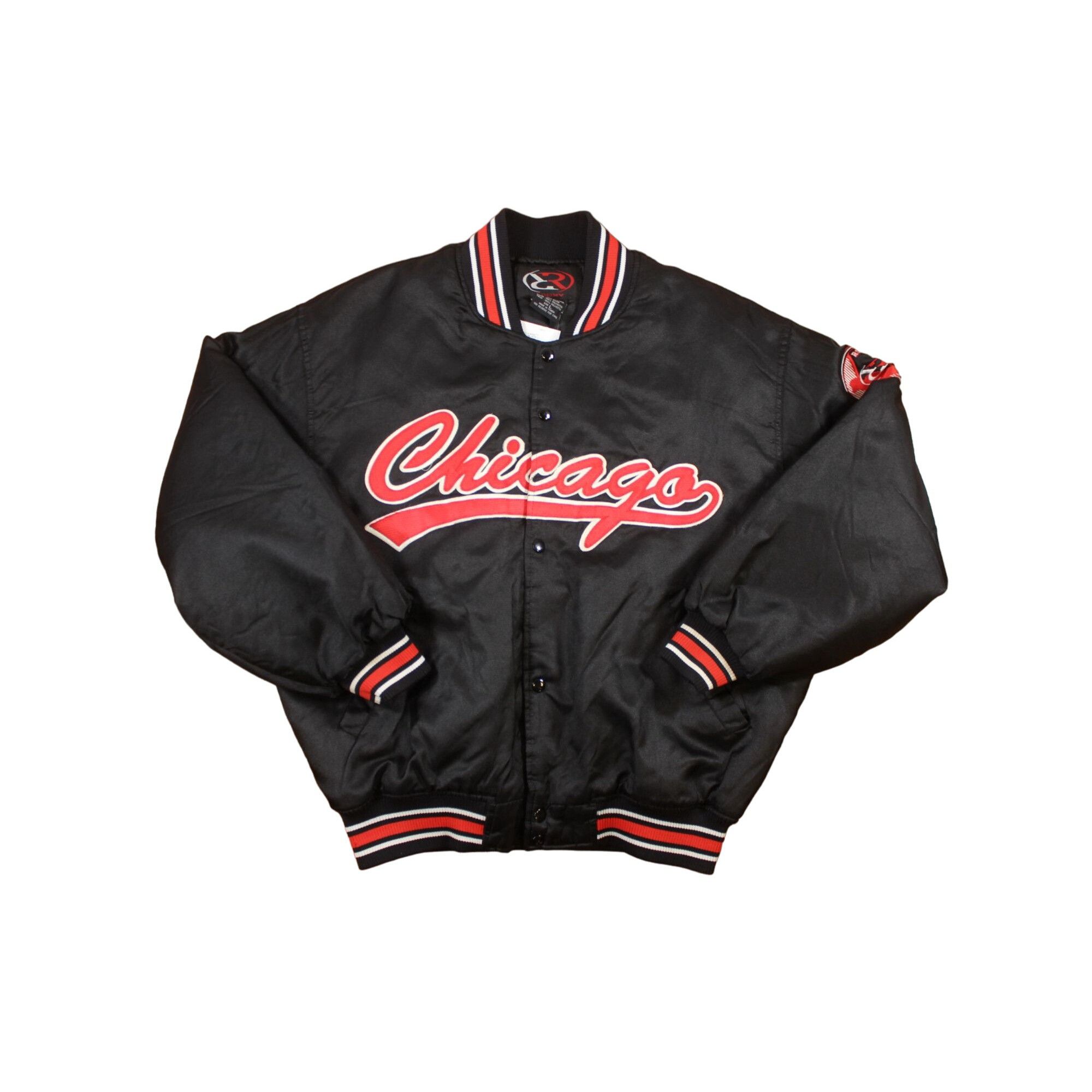 Vintage Vintage Chicago Varsity Jacket Button-up Large Black 6GPWU8 ...