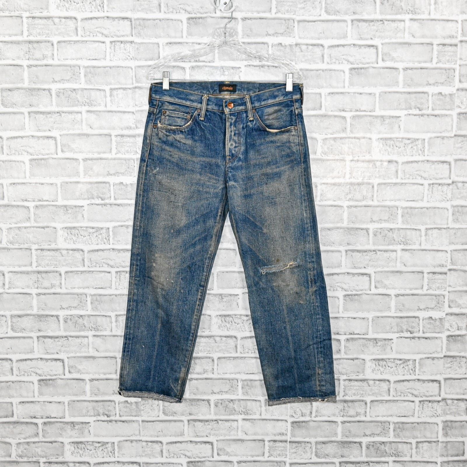 Chimala Chimala Japanese slouchy Selvedge Denim Jeans Distressed | Grailed