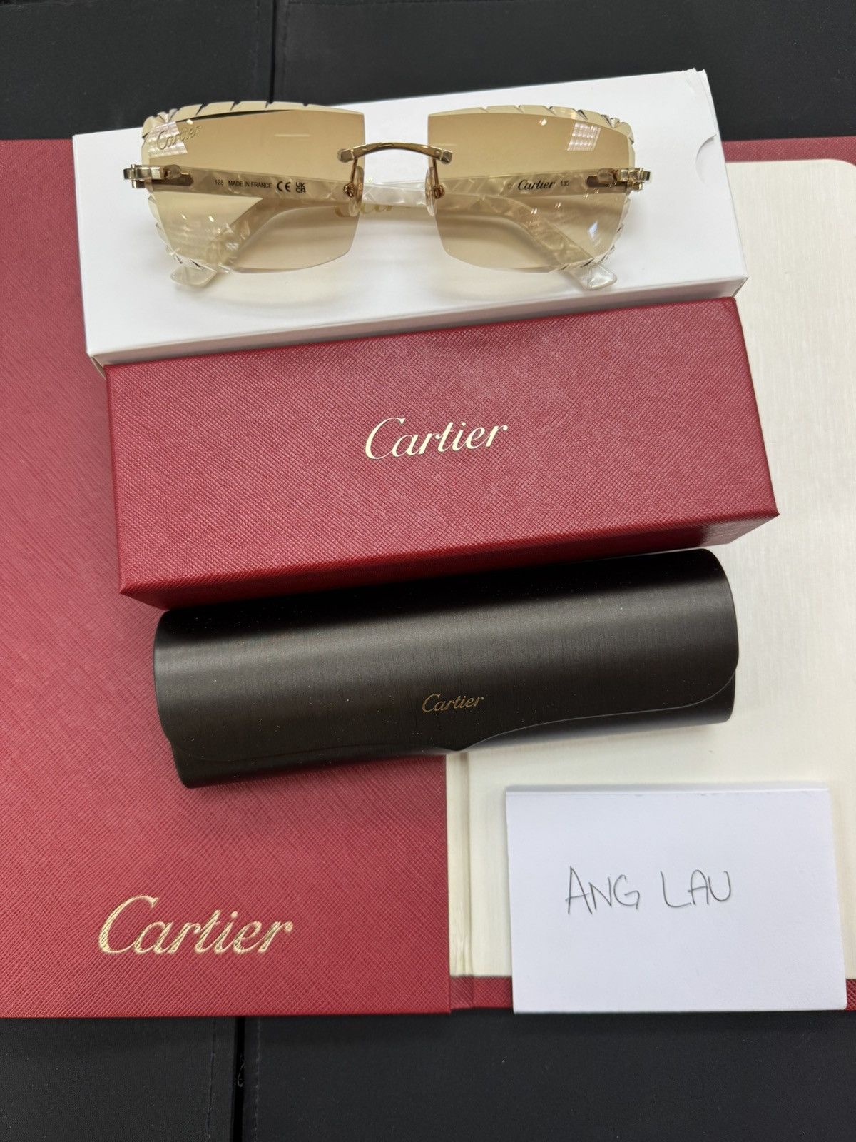 Cartier Cartier White Composite with Custom Diamond Cut Lenses | Grailed