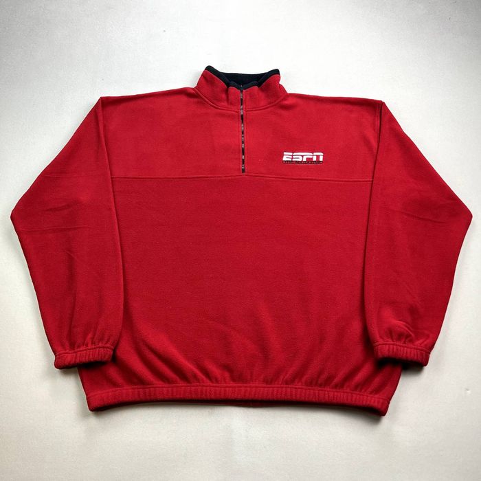 Vintage Vintage ESPN Jacket Fleece XL Red Sports Network 1/4 Zip 90s ...