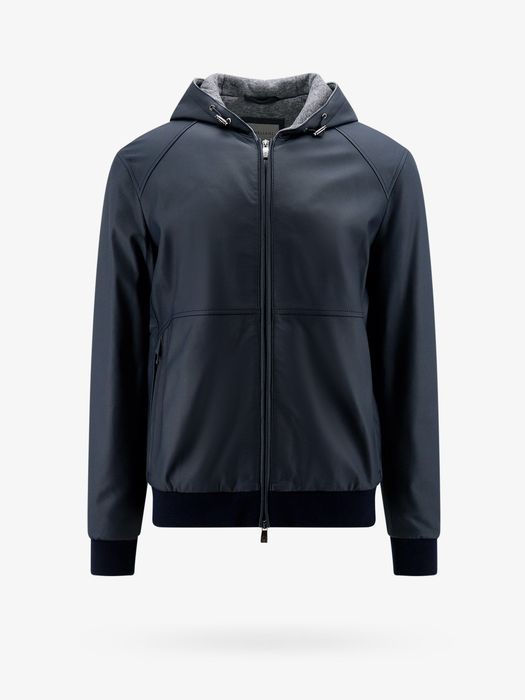 Corneliani Jacket Man Blue Leather Jackets | Grailed