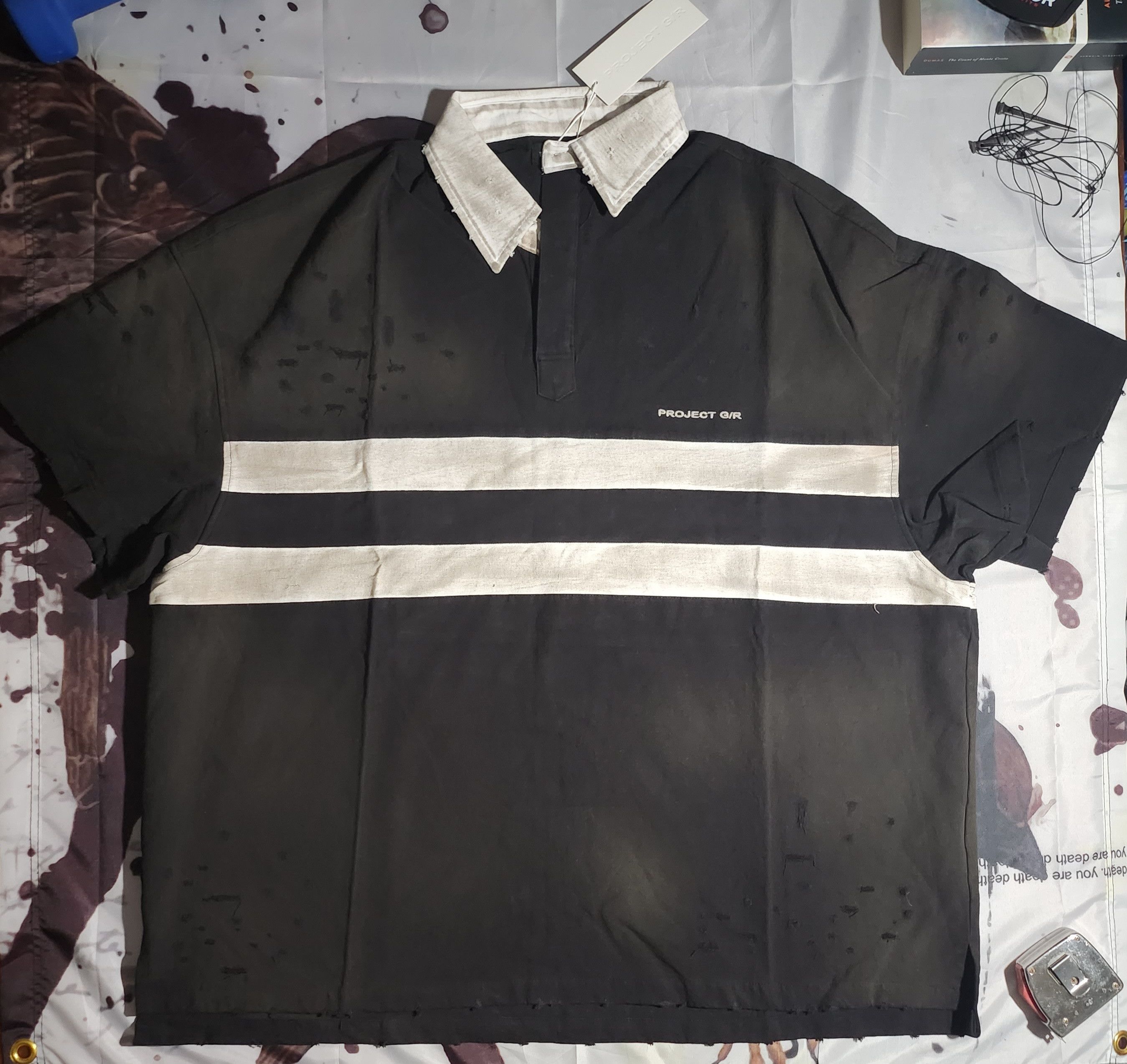 PROJECT G/R Project G/R Oversized Bullied Half Polo Shirt Black | Grailed
