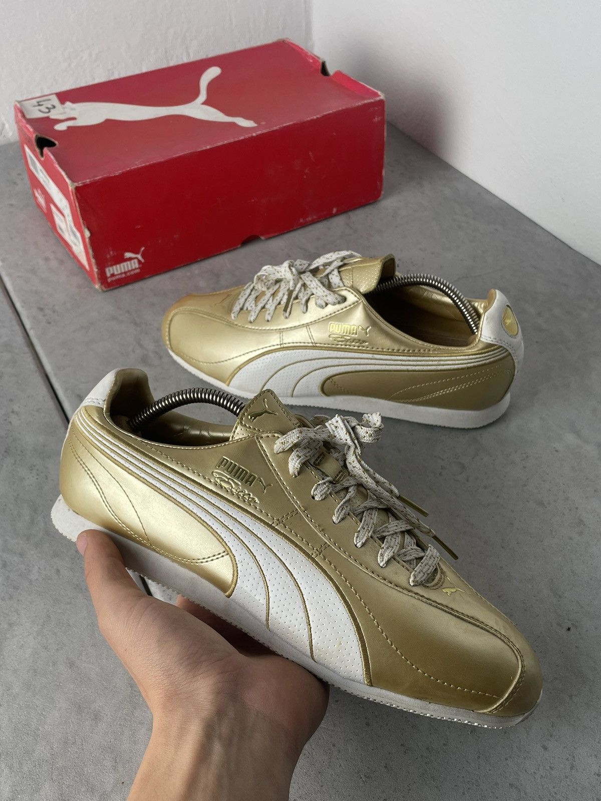 Vintage 2000s Puma Esito Metallic WP Gold-White Sneakers Y2K rave | Grailed
