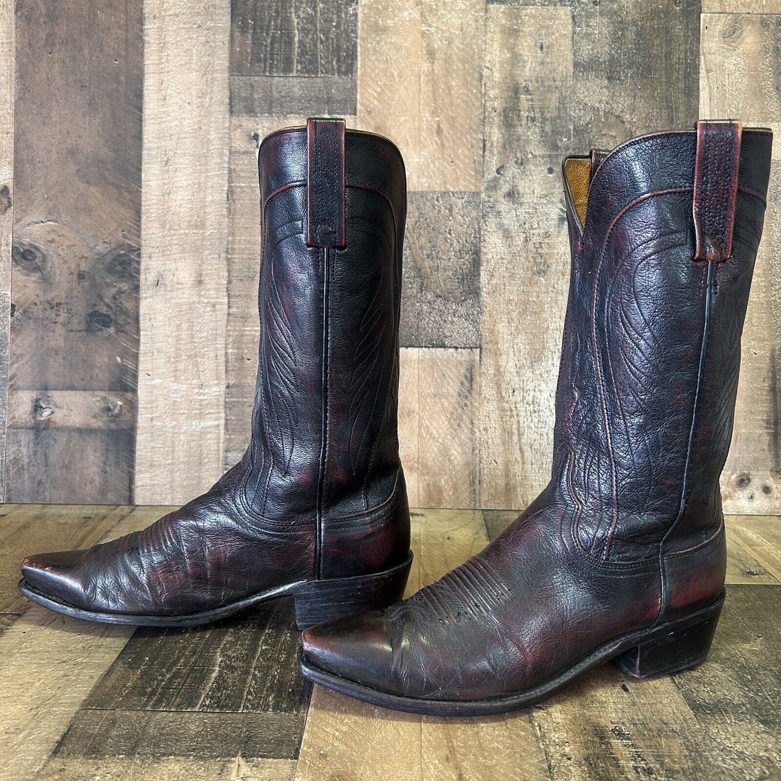 Lucchese Lucchese 1883 Black Cherry N836054 Snip Toe Cowboy Boot 8.5D ...
