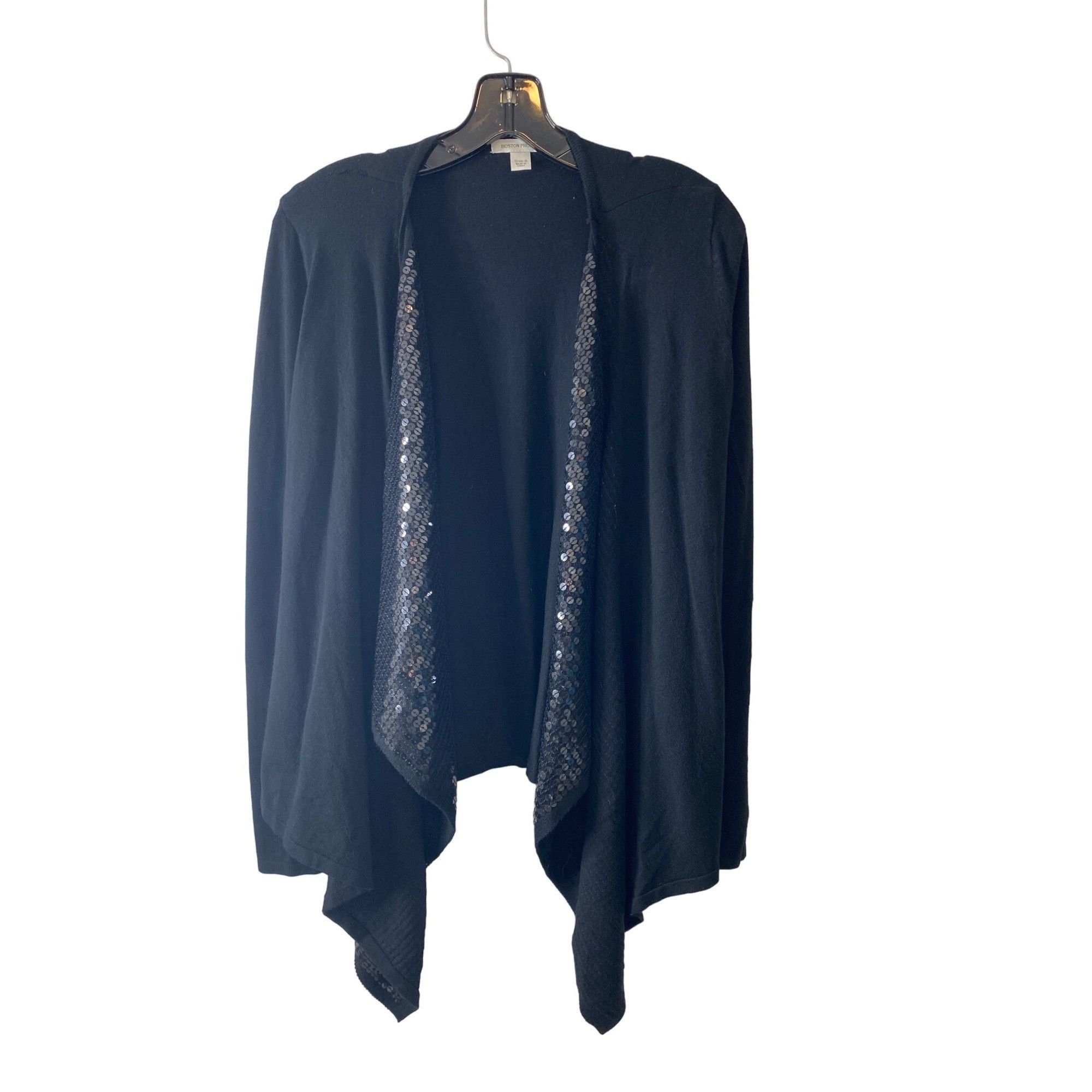 Boston Proper BOSTON PROPER WOMEN'S BLACK SEQUIN SHAWL COLLAR OPEN ...