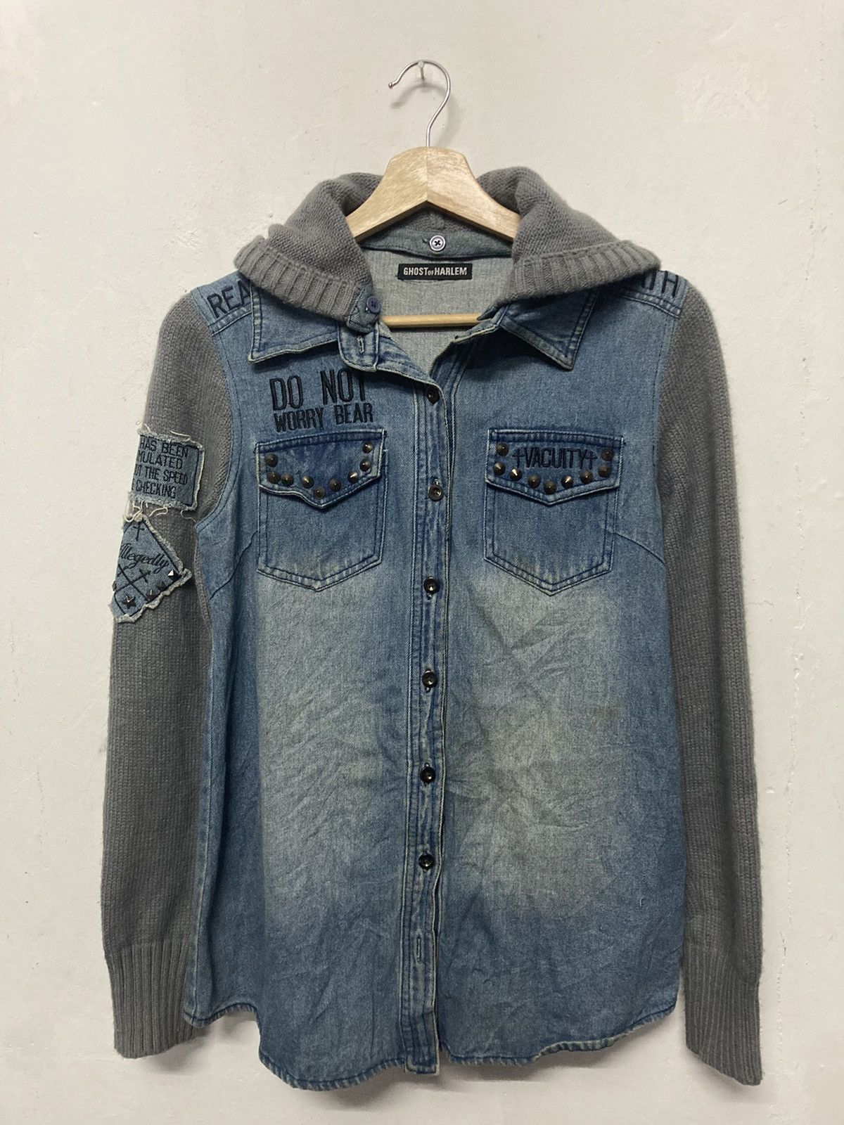 Hype Ghost of Harlem Japanese Brand Hooded Denim Jacket | Grailed