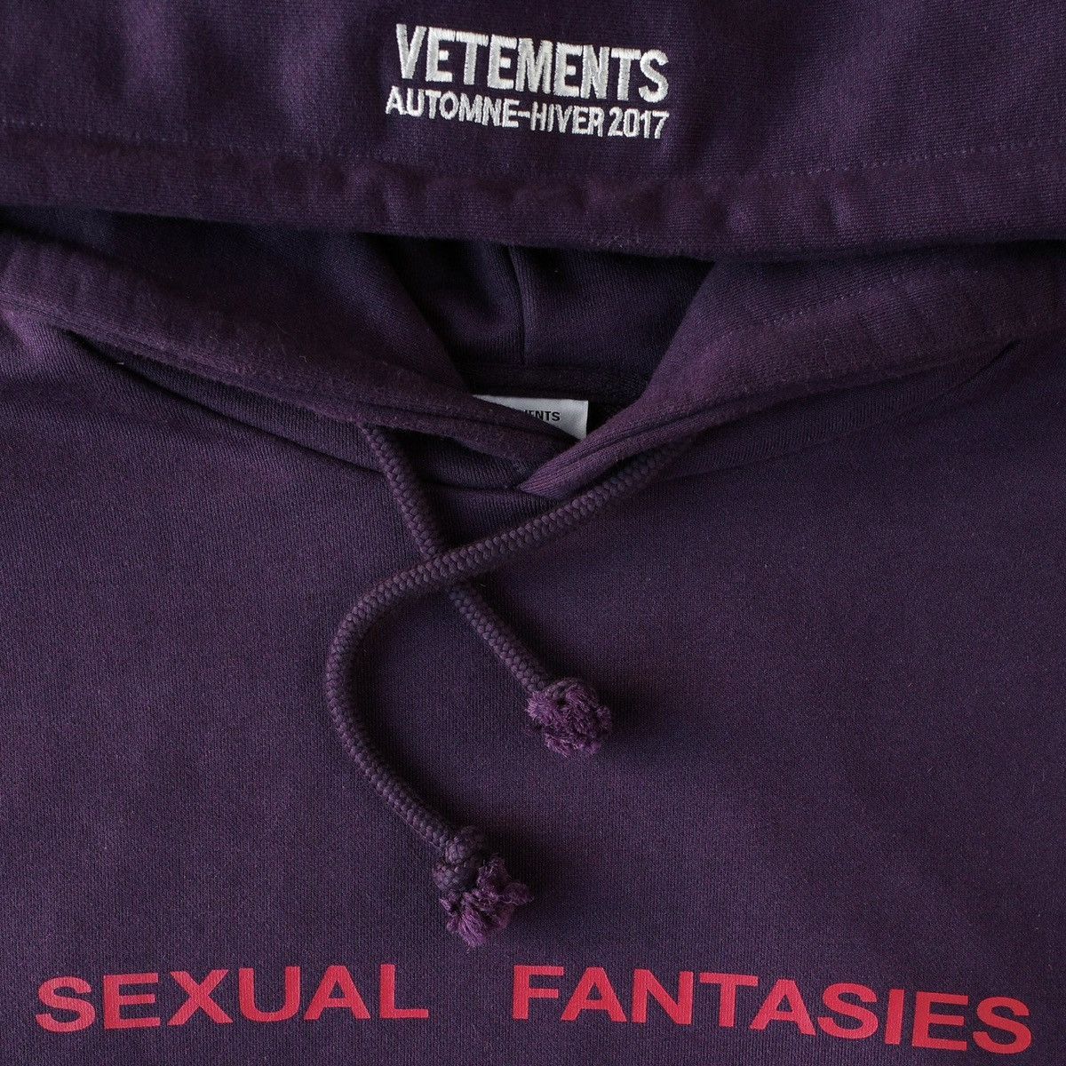 Vetements AW 2017 VETEMENTS SEXUAL FANTASIES POUR HOMME PURPLE HOODIE ...